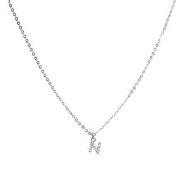 Luxenter Halskette mit gl&auml;nzenden Zirkonia in Silber - Alphabet
