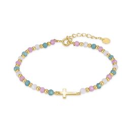 Luxenter 925 Sterling Silber Armband mit mehrfarbigem Kristall in 18K Gelbgold - Liwa