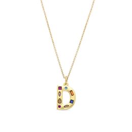 Luxenter Halskette mit mehrfarbigen Zirkonia 18k Gold Finish - Alphabet