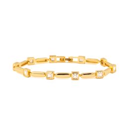 Luxenter Armband mit funkelnden Zirkonia-Steinen, 18 Karat Gelbgold-Finish &ndash; Aslion