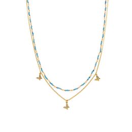 Luxenter Halskette mit blauem Kristall 18k goldfarben - Zinli