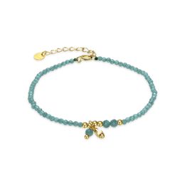 Luxenter Armband aus 925er Sterlingsilber und gr&uuml;nem Kristall in 18k Gelbgold - Bialak