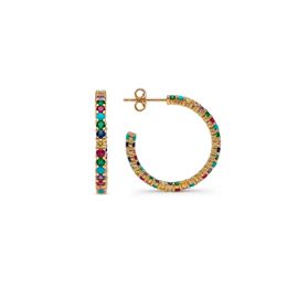 Luxenter Multicolor Zirconia Ohrringe in 18 Karat Gelbgold - Balgil