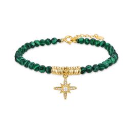 Luxenter 925 Sterling Silber Armband mit Malachit in 18K Gelbgold - Locare