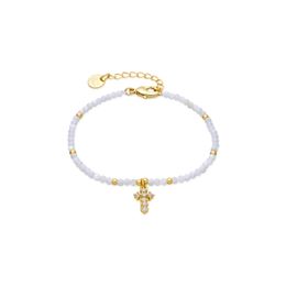 Luxenter Armband aus wei&szlig;em Perlmutt mit 18-kar&auml;tiger Gelbgold-Beschichtung &ndash; Nyali