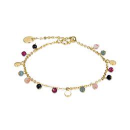 Luxenter 925 Sterling Silber Armband mit mehrfarbigem Kristall in 18K Gelbgold - Natsad