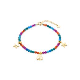 Luxenter 925 Sterling Silber Armband mit mehrfarbigem Kristall in 18K Gelbgold - Sten