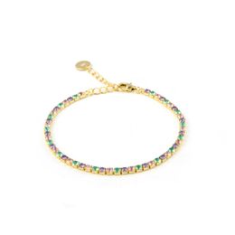 Luxenter 925 Sterling Silber Armband mit mehrfarbigen Zirkonia in 18K Gelbgold - Tahu