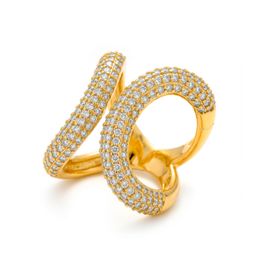 Luxenter Ring mit funkelnden Zirkonia-Steinen, 18 Karat Gelbgold-Finish &ndash; Rudma