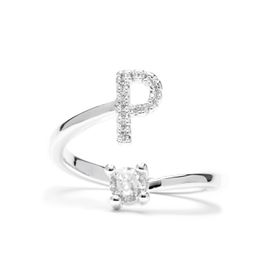Luxenter-Ring mit brillantem Zirkonia-Silber-Finish &ndash; Alphabet