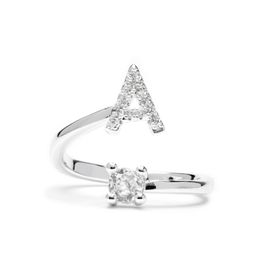 Luxenter-Ring mit brillantem Zirkonia-Silber-Finish &ndash; Alphabet