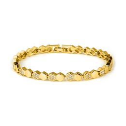 Luxenter Armband mit funkelnden Zirkonia-Steinen, 18 Karat Gelbgold-Finish &ndash; Lyth