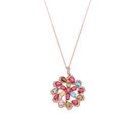 Luxenter-Halskette aus Metalllegierung und mehrfarbigem Zirkonia mit 18-karat-Ros&eacute;gold - Casil