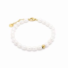 Luxenter Wei&szlig;es Perlenarmband aus 18K Gelbgold - Unwe