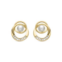 Luxenter Ohrringe mit wei&szlig;er Perle in 18k Goldoptik - Lebya