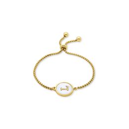 Luxenter-Armband aus wei&szlig;em Perlmutt in 18 Karat Gelbgold - Alphabet