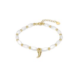 Luxenter Sterling Silber 925 Armband mit wei&szlig;em Perlmutt in 18K Gelbgold - Syme