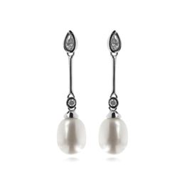 Luxenter 925 Sterling Silber Ohrringe mit rhodinierter wei&szlig;er Perle - Racoon