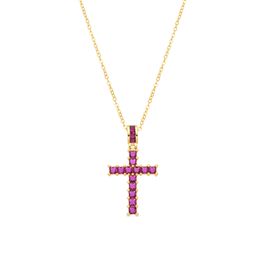 Luxenter-Halskette aus Metalllegierung und Rubinzirkonia aus 18-karat-Gelbgold - Amku