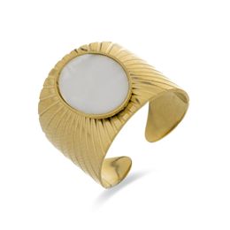 Luxenter Ring aus 18k Gelbgold mit wei&szlig;em Perlmutt - Anleh