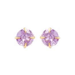 Luxenter Ohrringe, 925er Sterlingsilber und 18K vergoldete Amethyst-Zirkonia-Ohrringe