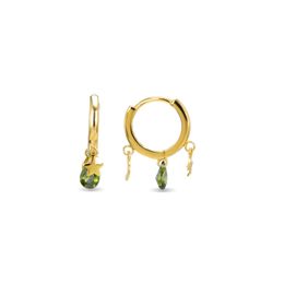 Luxenter Sterling Silber 925 Ohrringe mit Multicolour Zirkonia in 18K Gelbgold - Saon