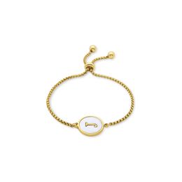 Luxenter-Armband aus wei&szlig;em Perlmutt in 18 Karat Gelbgold - Alphabet