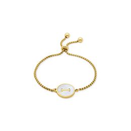 Luxenter-Armband aus wei&szlig;em Perlmutt in 18 Karat Gelbgold - Alphabet