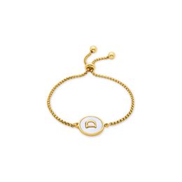Luxenter-Armband aus wei&szlig;em Perlmutt in 18 Karat Gelbgold - Alphabet