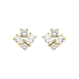 Luxenter Ohrringe aus 925er Sterlingsilber mit funkelnden Zirkonia-Steinen, 18 Karat Gelbgold-Finish &ndash; Gromzia