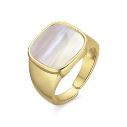 Luxenter Ring mit 18k Gold Finish wei&szlig;em Perlmutt - Misau