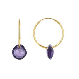 Luxenter Sterling Silber 925 Ohrringe mit violettem Hydrothermalquarz in 18K Gelbgold - Vanshy
