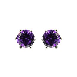 Luxenter, Ohrringe aus 925er Sterlingsilber und rhodiniertem Amethyst-Zirkonia