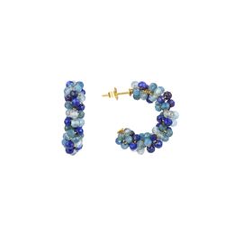 Luxenter Ohrringe aus 925er Sterlingsilber mit dunkelblauem Kristall in 18K Gelbgold - Lazum