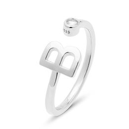 Luxenter 925 Sterling Silber Ring mit rhodiniertem Brillant Zirkonia - Alphabet
