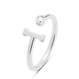 Luxenter 925 Sterling Silber Ring mit rhodiniertem Brillant Zirkonia - Alphabet