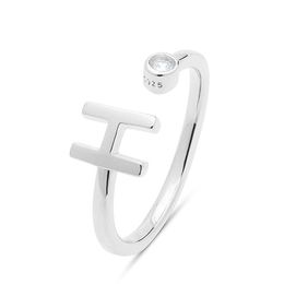 Luxenter 925 Sterling Silber Ring mit rhodiniertem Brillant Zirkonia - Alphabet