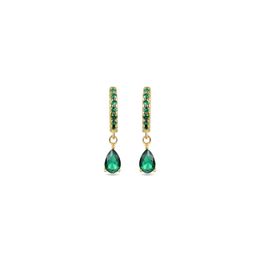 Luxenter Sterling Silber 925 Ohrringe mit Smaragd Zirkonia in 18K Gelbgold - Intheon