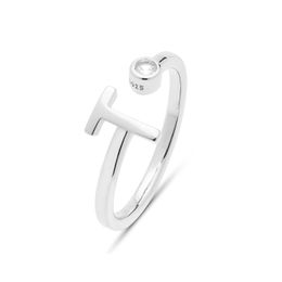 Luxenter 925 Sterling Silber Ring mit rhodiniertem Brillant Zirkonia - Alphabet