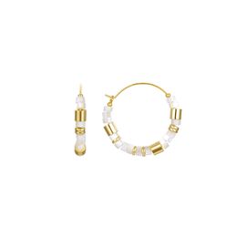 Luxenter Sterling Silber 925 Ohrringe mit wei&szlig;em Perlmutt in 18K Gelbgold - Wicoy