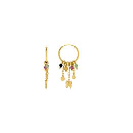Luxenter Sterling Silber 925 Ohrringe mit Multicolour Kristall in 18K Gelbgold - Schmetterling