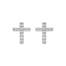 Luxenter rhodinierte Brillant-Zirkonia-Ohrringe - Kreuz