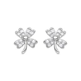 Luxenter rhodinierte Brillant-Zirkonia-Ohrringe - Ukkan