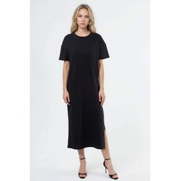 Kleid mit Rundhalsausschnitt in Midi-L&auml;nge