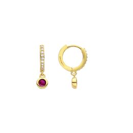 Luxenter Warlah-Zirkonia-Rubin-Ohrringe aus 18 Karat Gelbgold