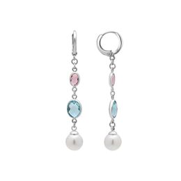 Luxenter-Ohrringe aus Metalllegierung und wei&szlig;er Perl-Rhodium-Finish &ndash; Sewi