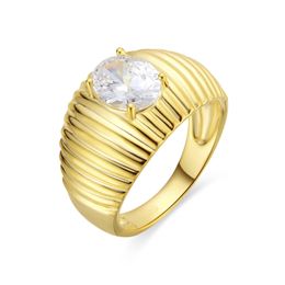 Luxenter Ring aus 925er Sterlingsilber mit Zirkonia in Brillantschliff, 18 Karat Gelbgold-Finish &ndash; Metri