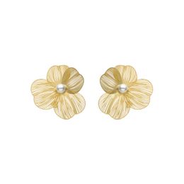 Luxenter wei&szlig;e Perlenohrringe aus 18k Gelbgold - Leina