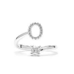 Luxenter-Ring mit brillantem Zirkonia-Silber-Finish &ndash; Alphabet