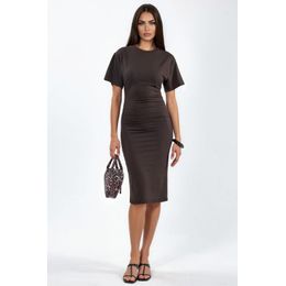 Mini-T-Shirt-Kleid mit Drapierung und Rundhalsausschnitt
